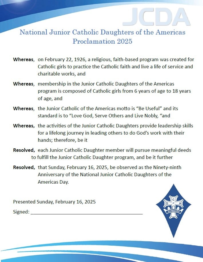 Junior Catholic Daughters (JCDA) - Catholic Daughters of the Americas - New York, NY